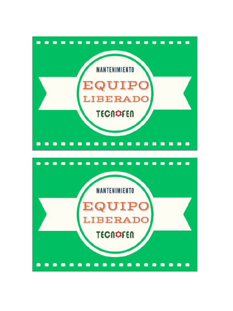 Etiqueta de Equipo Liberado | PDF