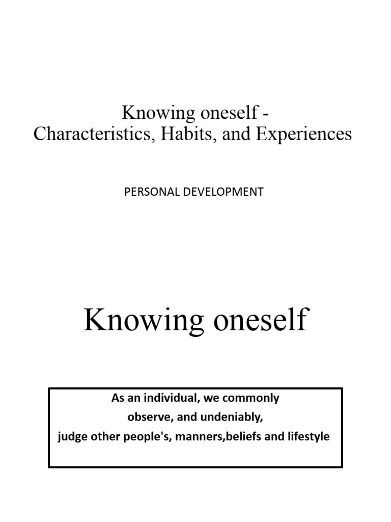 Knowing Oneself Perdev | PDF | Self Esteem | Self Efficacy