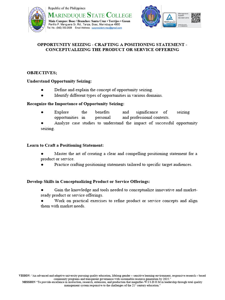 Seizing Opportunities in Entrepreneurship | PDF | Brand | Target Audience