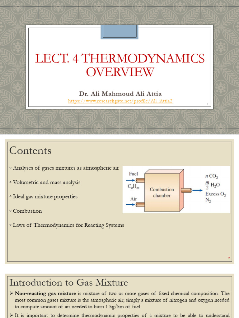 Lect 4 Thermodynamics Overview - 1 | PDF | Combustion | Mole (Unit)