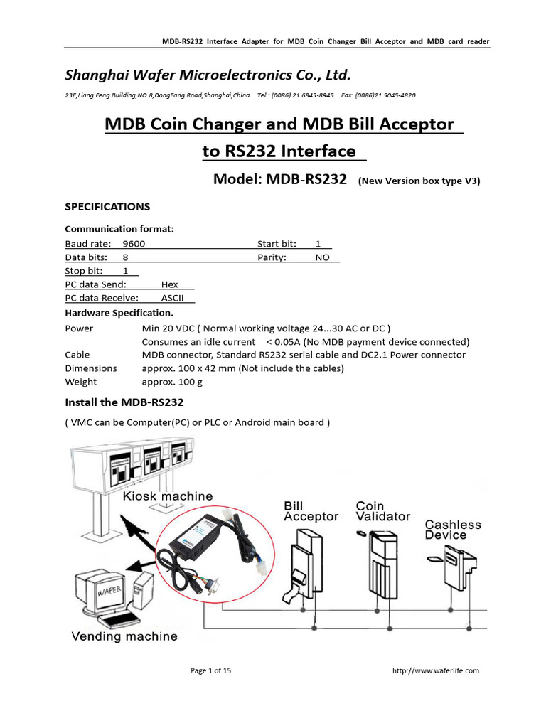MDB RS232 Quick Start | PDF | Telecommunications | Information And Communications Technology