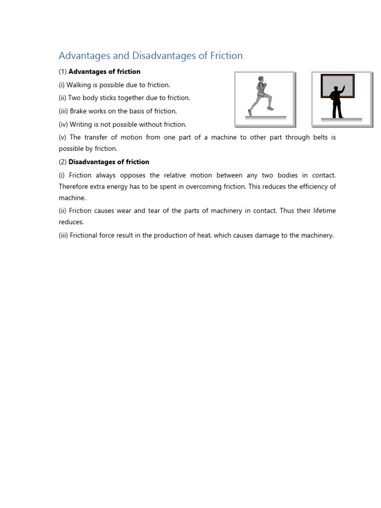 Jee Physics Friction Advantages And Disadvantages Of Friction Pdf