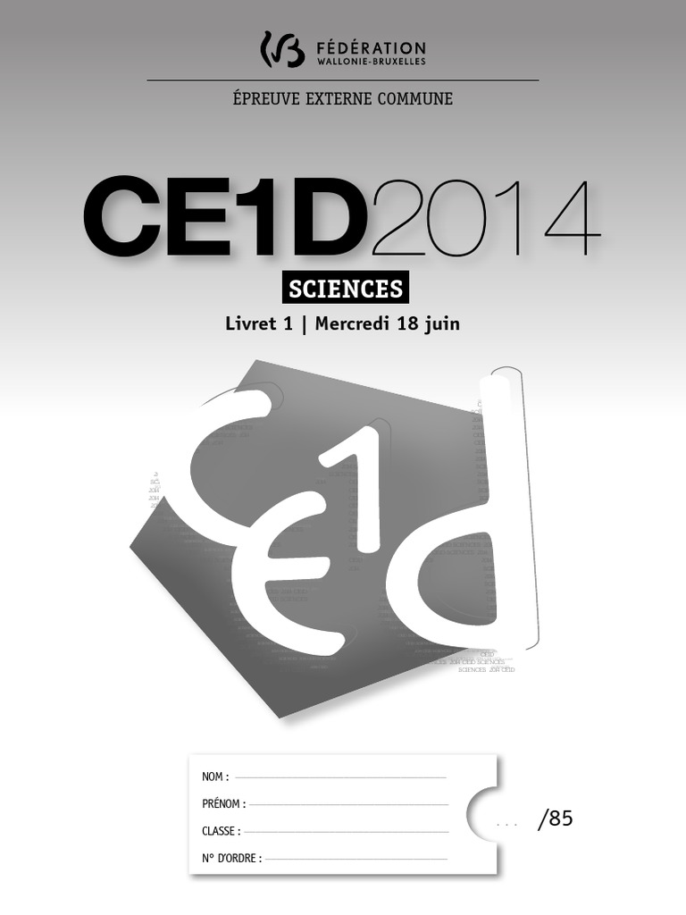 Evaluation Certificative - CE1D - Sciences - 2014 - Version Standard (Ressource 10787) | PDF