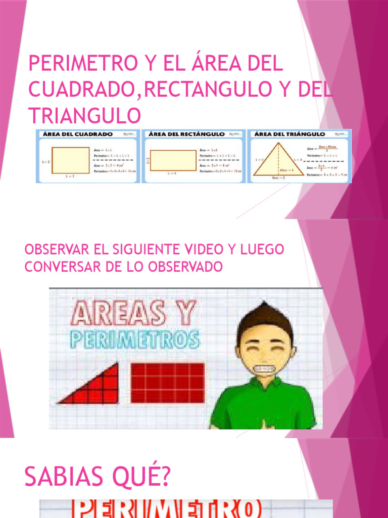 PERIMETRO Y EL ÁREA DEL CUADRADO, RECTANGULO y Triangulo 2 | PDF ...