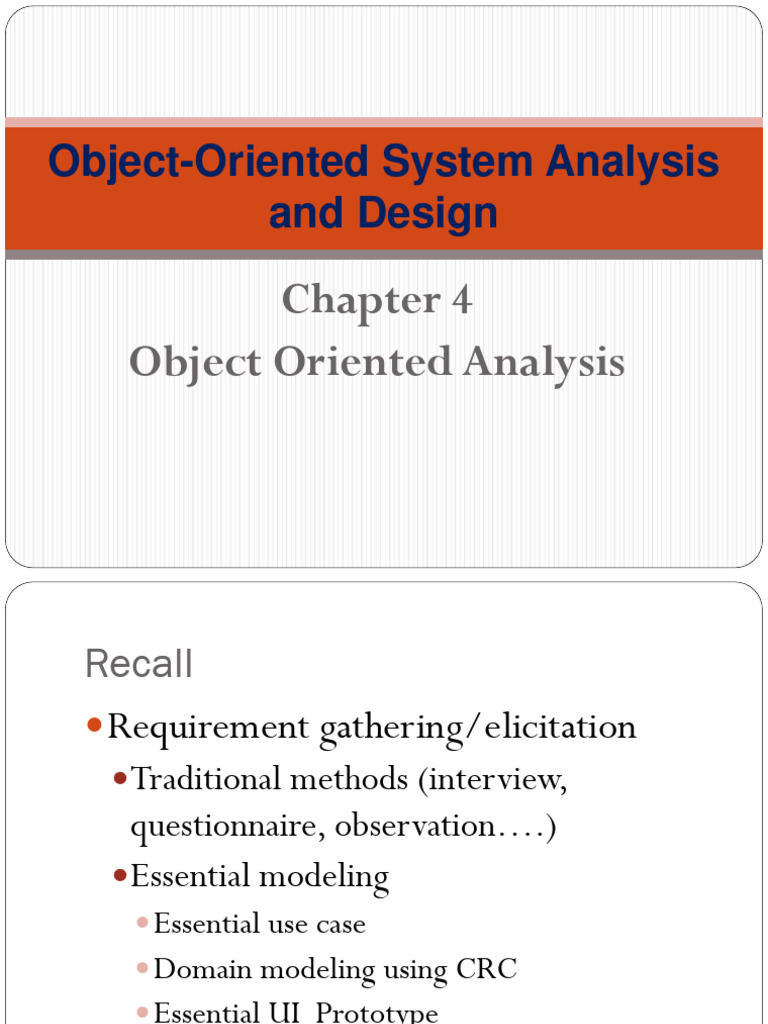 Object Oriented SAD-Chapt 4 Part I | PDF | Use Case | Unified Modeling Language