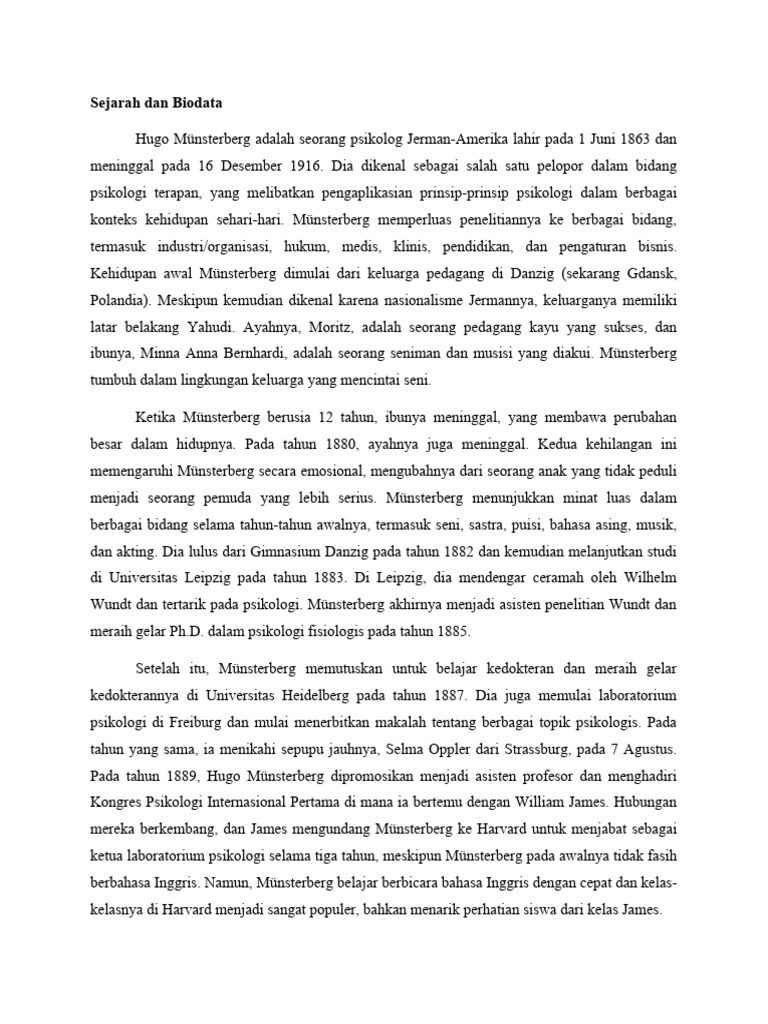 Sejarah Dan Biodata Hugo Munsterberg | PDF
