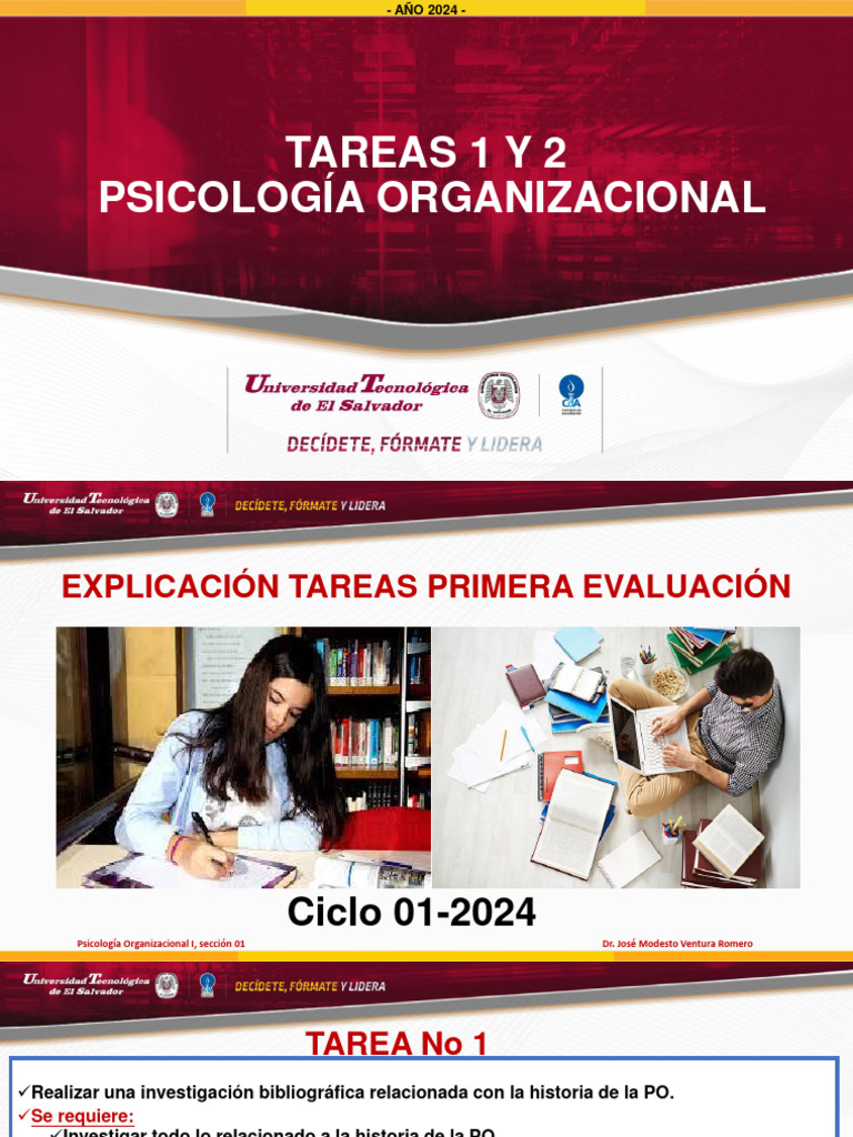 TA1-2. Tareas Primera Evaluación PO I. | PDF | Sicología | Psicología industrial y organizacional
