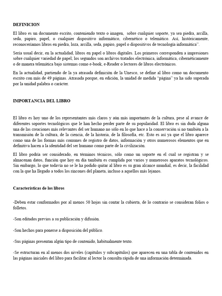 Definición y Importancia del Libro | PDF | Libros | Informática
