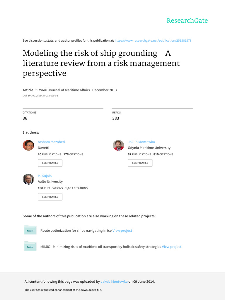 Ship Grounding Risk Modeling Review | PDF | Risk | Risk Management