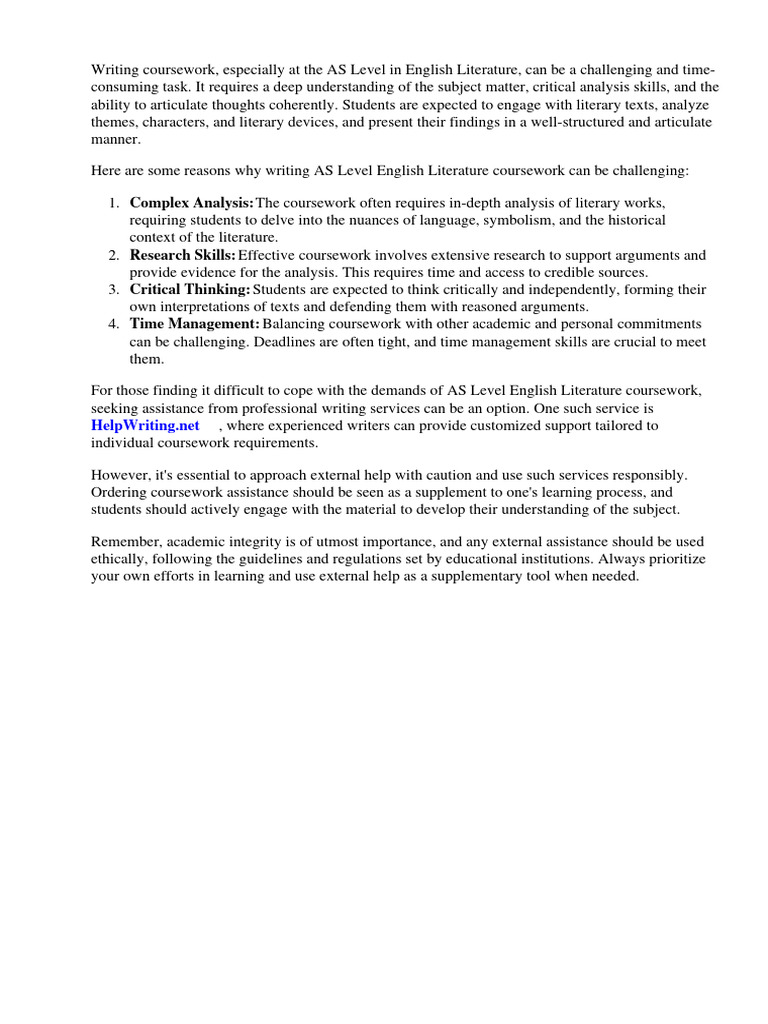 As Level English Literature Coursework | PDF | Critical Thinking | Thought