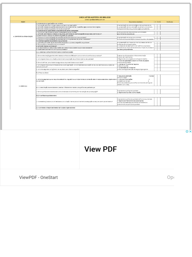 Check List de Auditoria Iso 9001 | PDF Check List de Auditoria Iso 9001 | PDF