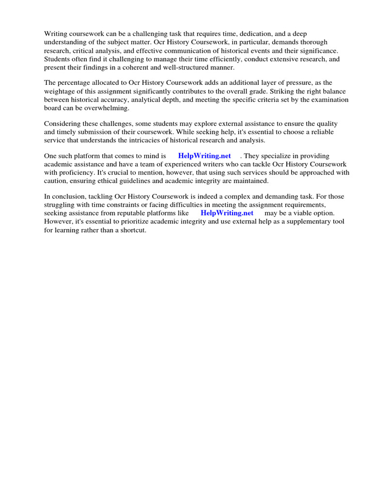 Ocr History Coursework Percentage | PDF | Critical Thinking | Gce ...