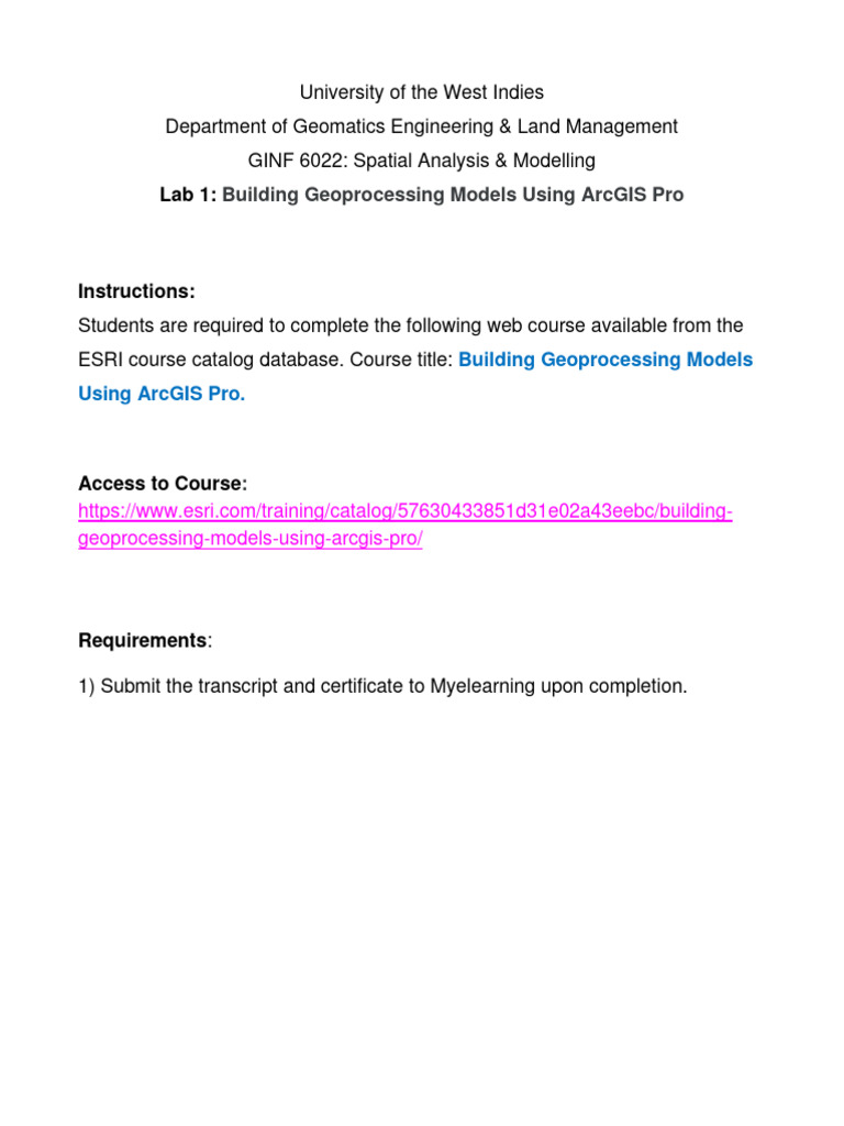 Geoprocessing Models Lab Instructions | PDF