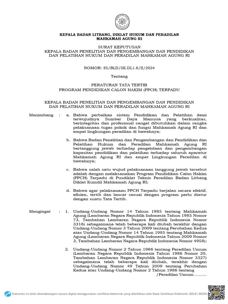 85-Bld-sk Tata Tertib PPCH Ta 2024 | PDF | Hukum