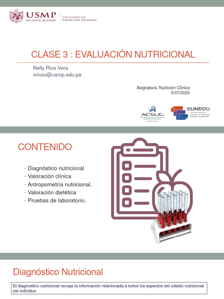 Clase 3 Evaluacion Nutricional | PDF | Nutrición | Dieta y nutrición