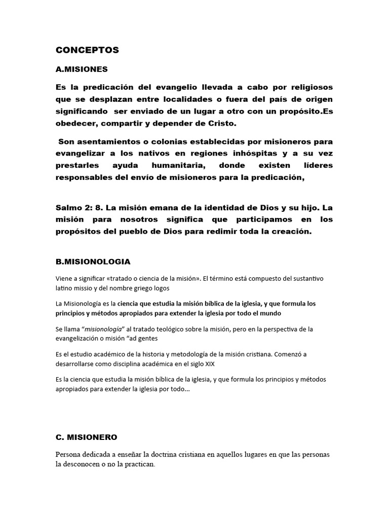 Conceptos de Misionologia | PDF | Misionero | Jesús