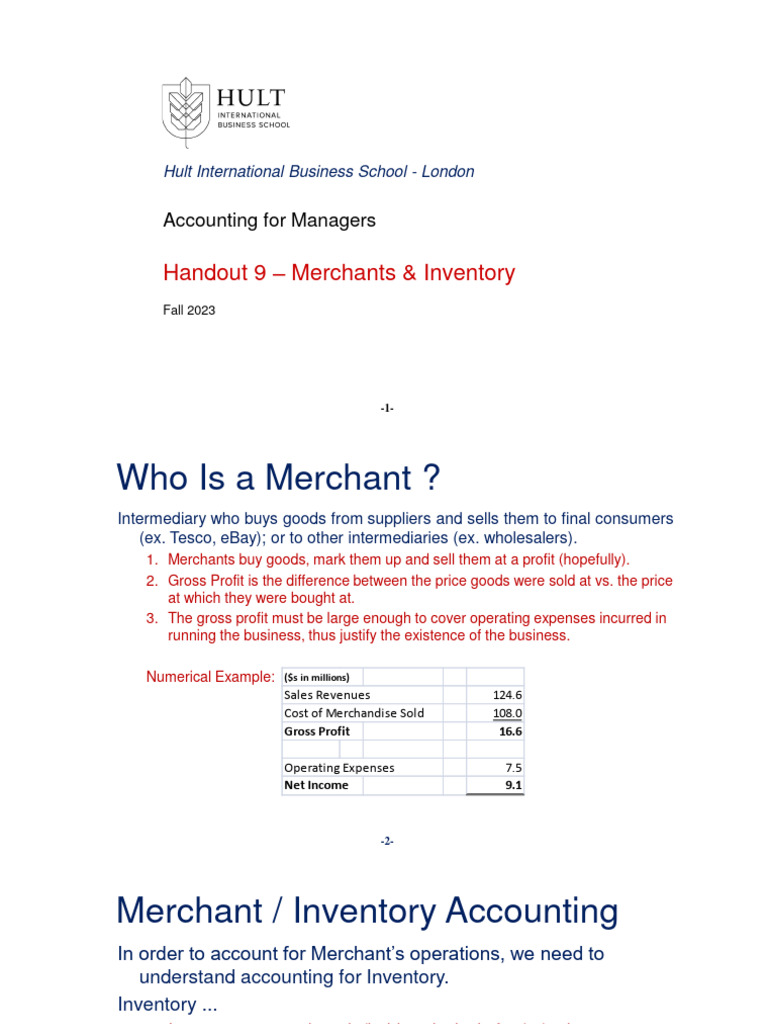 AfM 9 - Merchants & Inventory | PDF | Debits And Credits | Credit Card