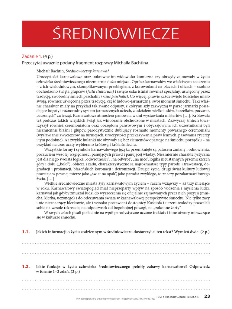 Testy Historycznoliterackie Matura Z Jezyka Polskiego SREDNIOWIECZE | PDF Testy Historycznoliterackie Matura Z Jezyka Polskiego SREDNIOWIECZE | PDF