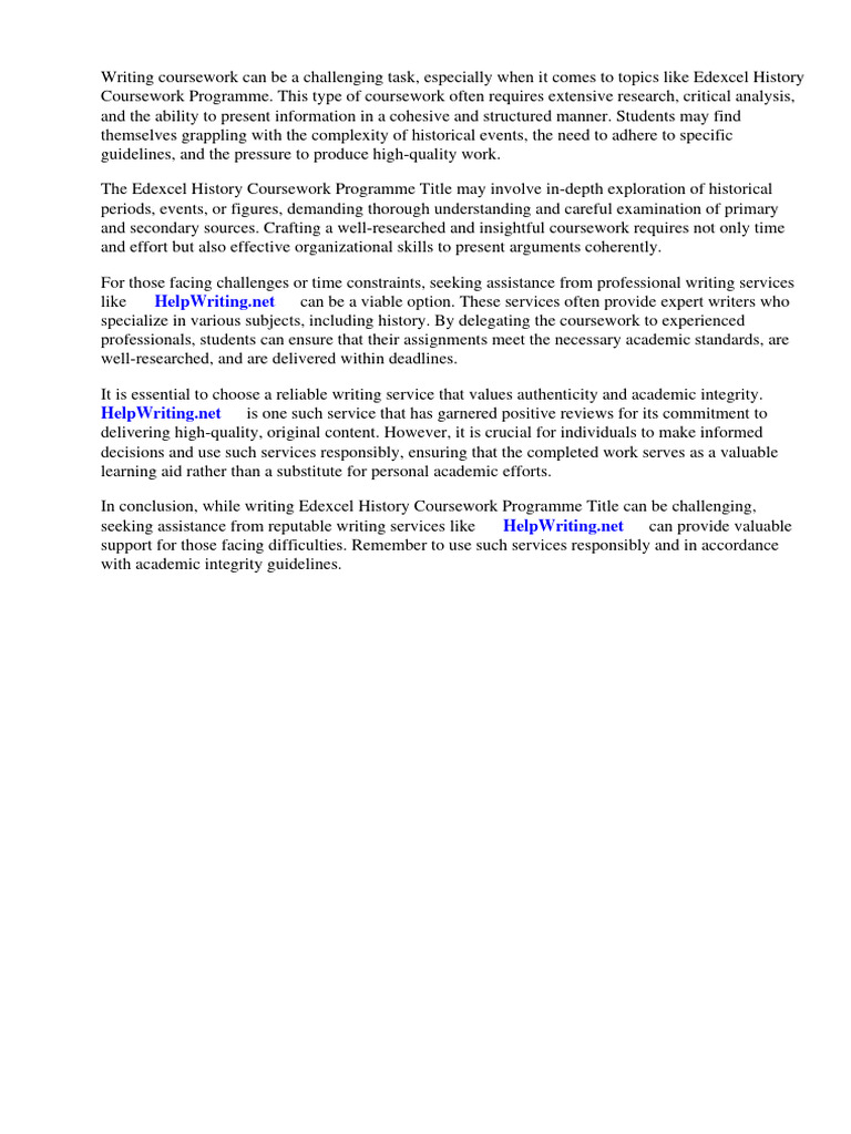 Edexcel History Coursework Programme Title | PDF | Pay Pal | E Bay