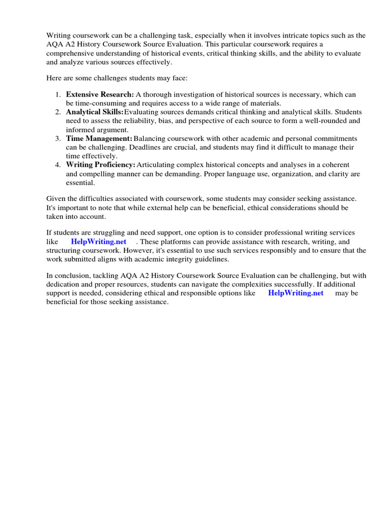 Aqa A2 History Coursework Source Evaluation | Download Free PDF | Gce ...