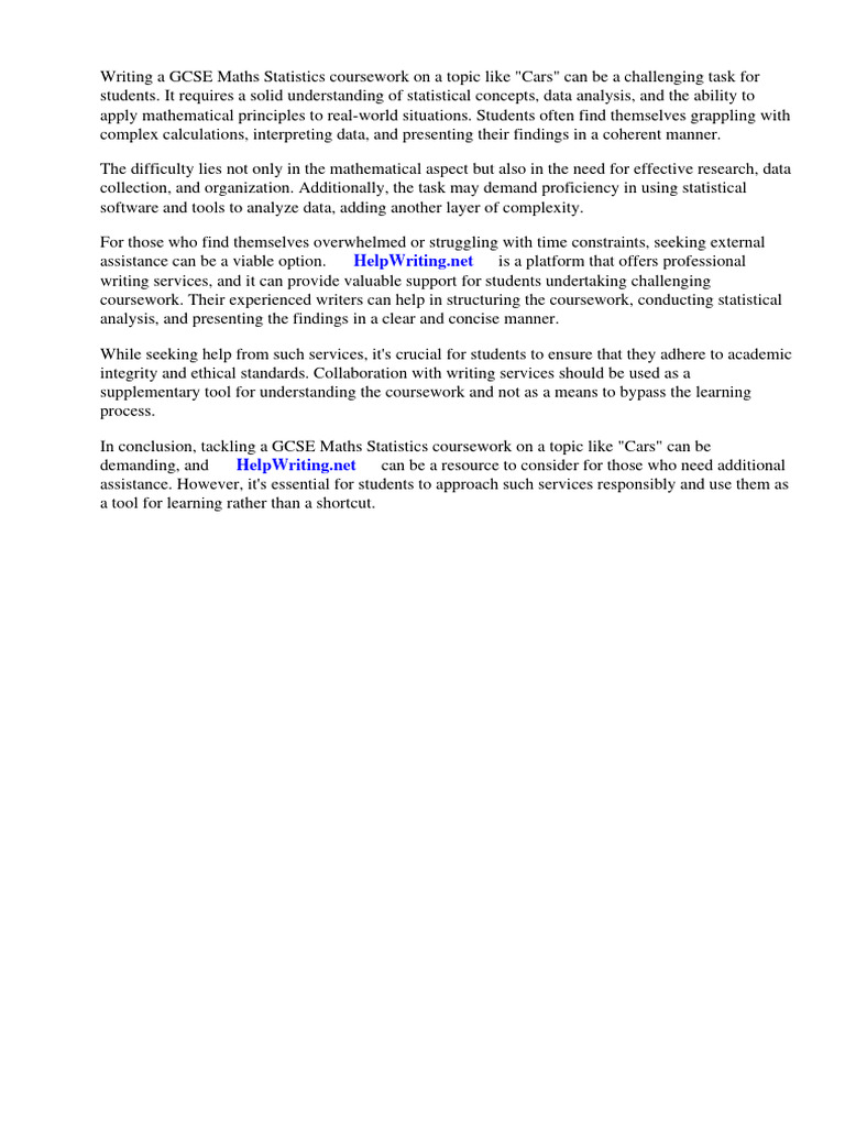 Gcse Maths Statistics Coursework Cars | PDF | Fuel Economy In ...