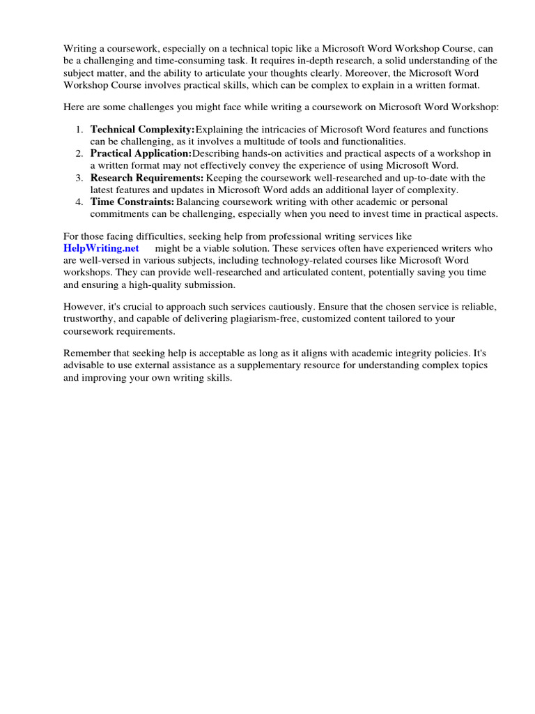 Microsoft Word Workshop Course | PDF | Microsoft Word | Microsoft Excel