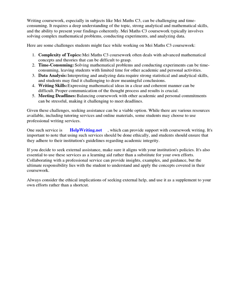 Mei Maths c3 Coursework Example | PDF | Mathematics | Data Analysis