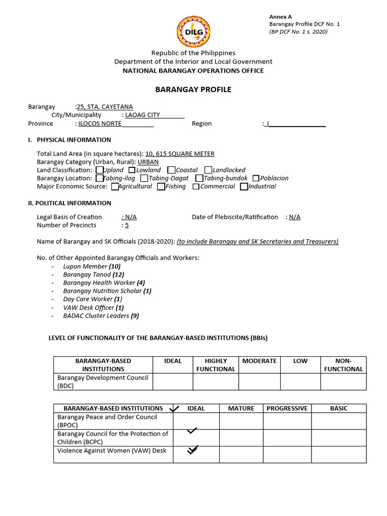 BP DCF Form No. 1 Copy 1 | PDF