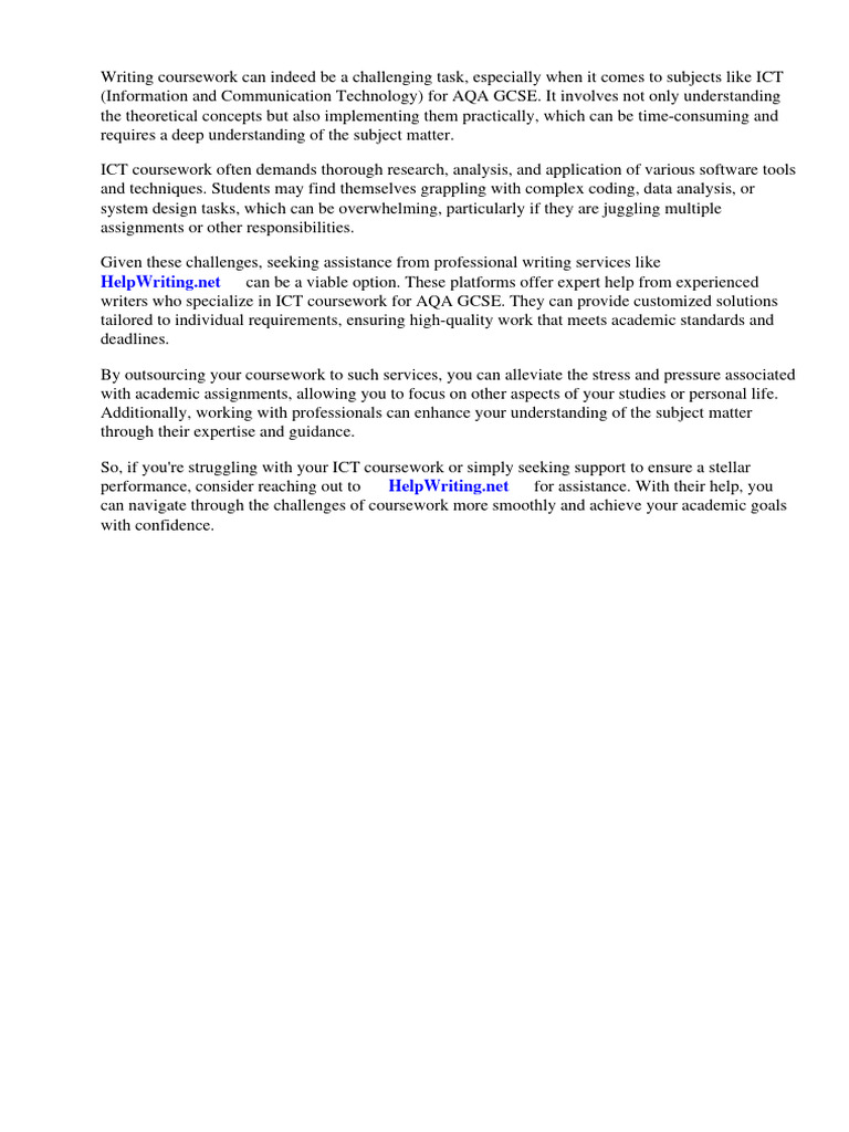 Ict Coursework Aqa Gcse | PDF | Information And Communications Technology | Educational Technology