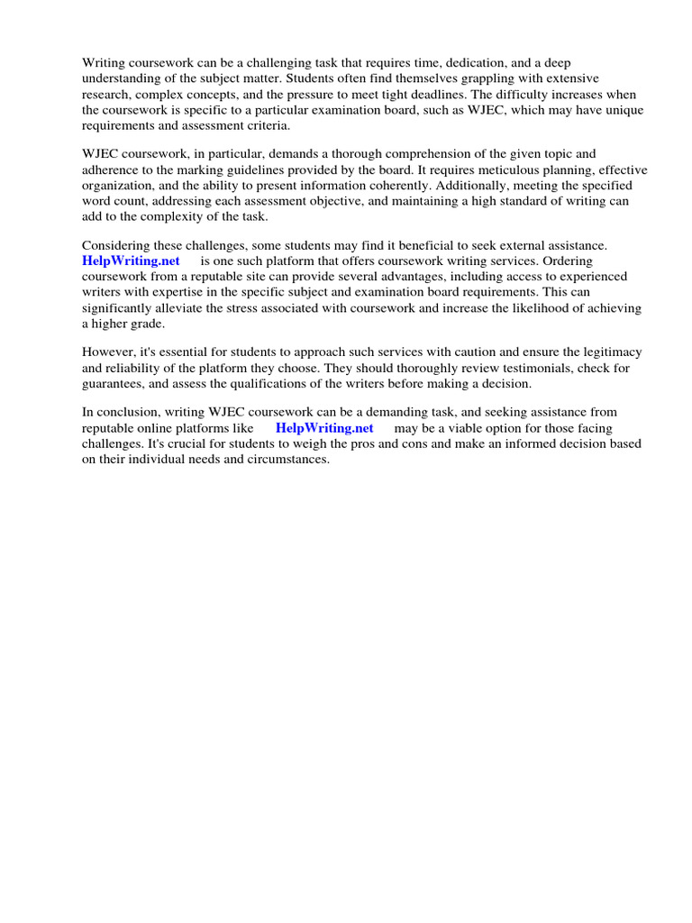 Wjec Coursework Marks | PDF