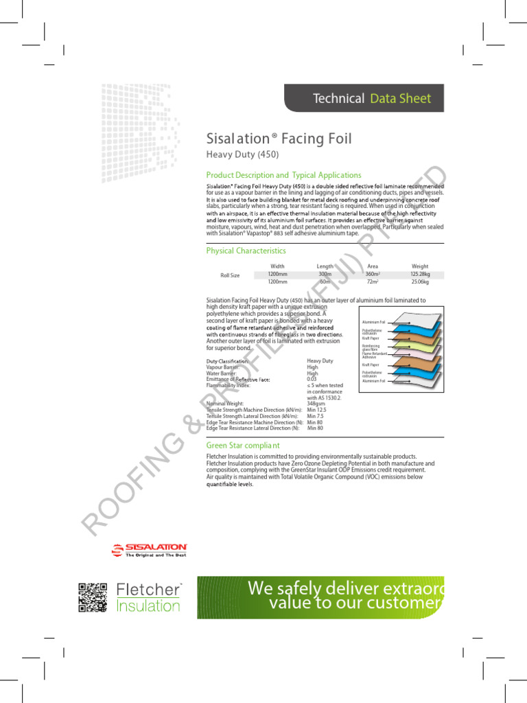 Sisalation Facing Foil HD 450 - Rev0-Feb 2015 | PDF | Aluminium Foil ...