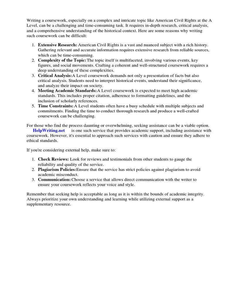 American Civil Rights A Level Coursework | PDF | Martin Luther King Jr ...