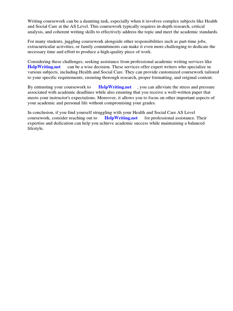 Health and Social Care As Level Coursework Unit 3 | PDF | Nonverbal ...