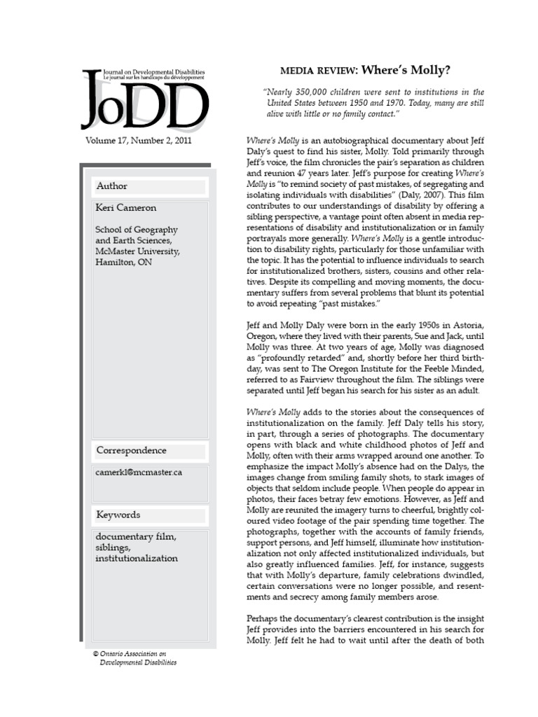 "Where's Molly?" Review | PDF | Disability | Intellectual Disability