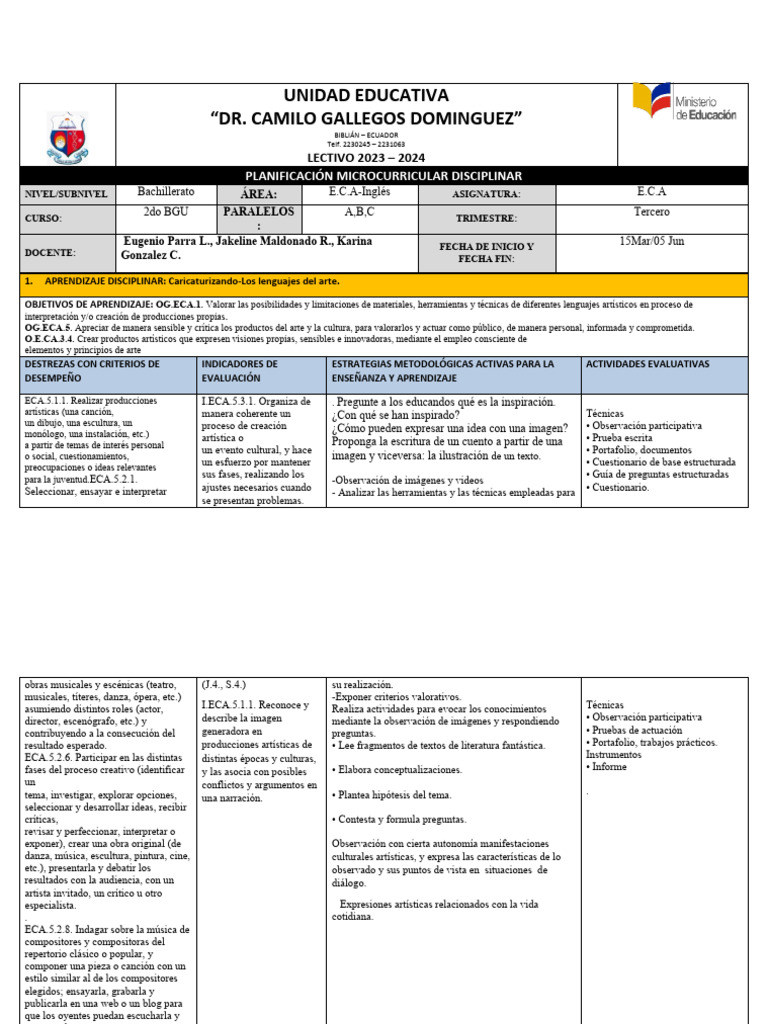 Planif 3er Trimestre ECA 2DO | PDF | Evaluación | Aprendizaje