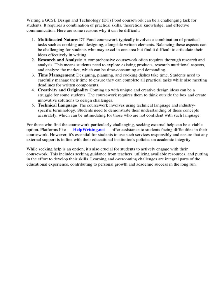 Gcse DT Food Coursework | PDF | Information | Linked In