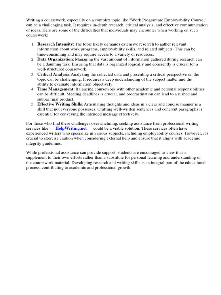 Work Programme Employability Course | PDF | Information | Employment