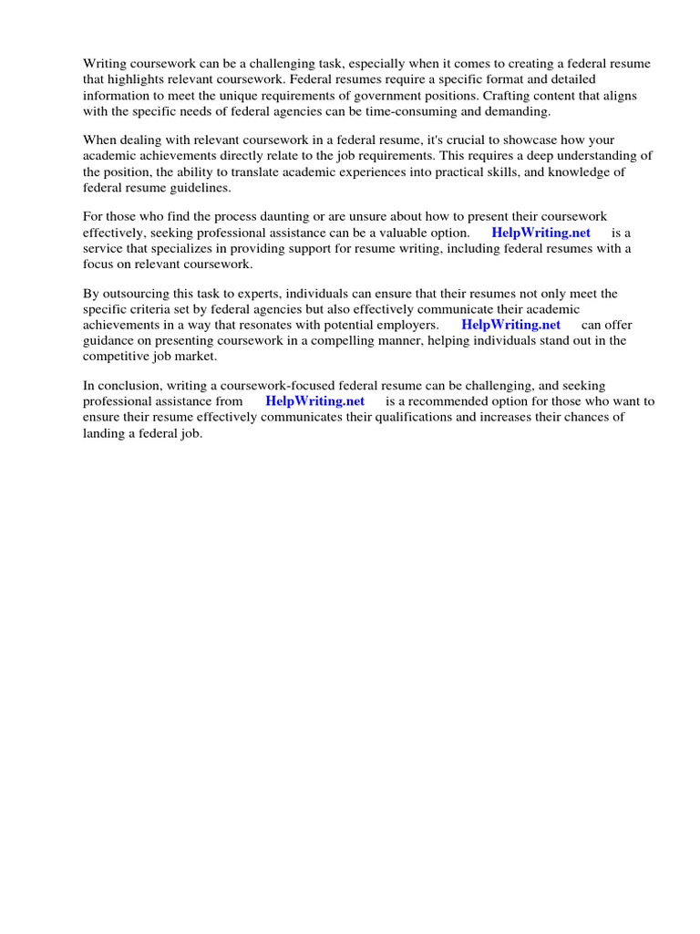 Relevant Coursework Federal Resume | PDF | Résumé | Essays