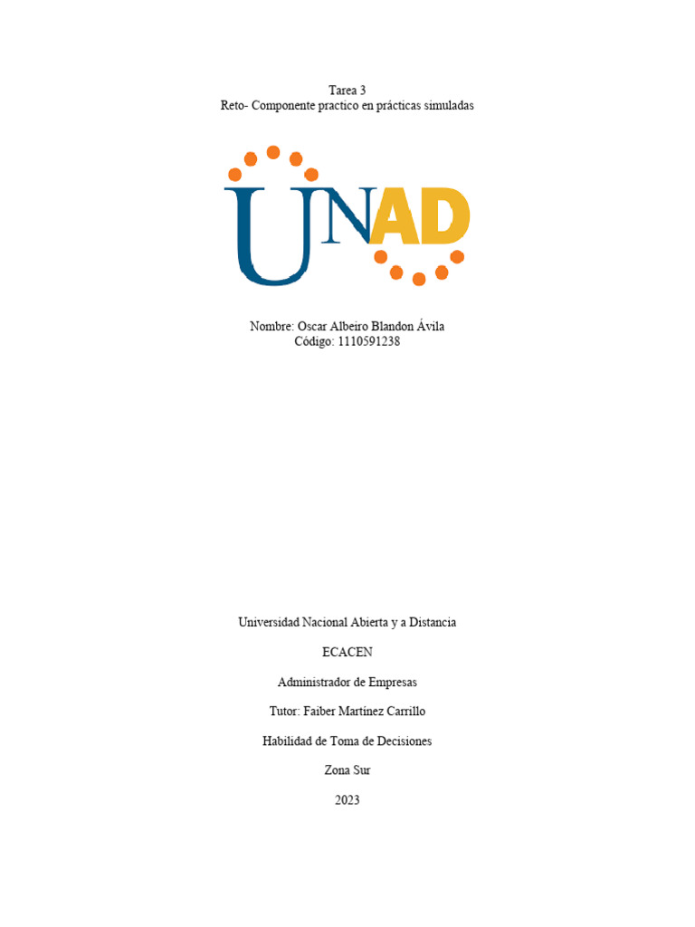 Reto 3 Componente Practico - Practicas Simuladas | PDF