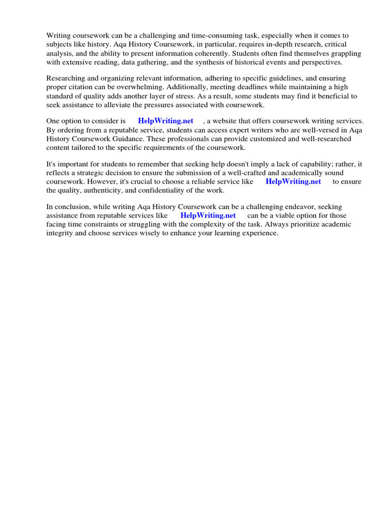Aqa History Coursework Guidance | Download Free PDF | Essays | Thesis