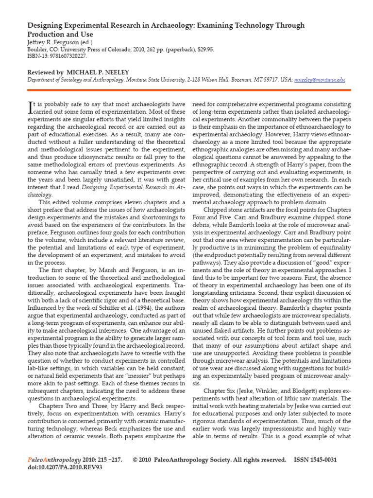 Designing Experimental Research in Archaeology | PDF | Experiment ...