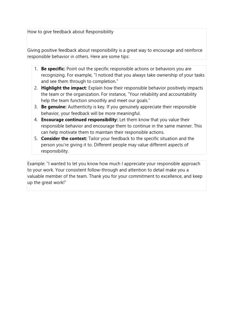 How To Give Feedback Responsibility | PDF