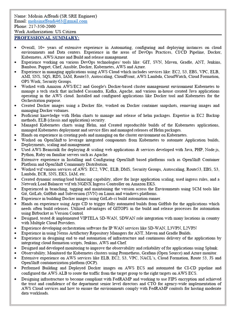 Mohsin Affendi - SRE | PDF | Cloud Computing | Amazon Web Services