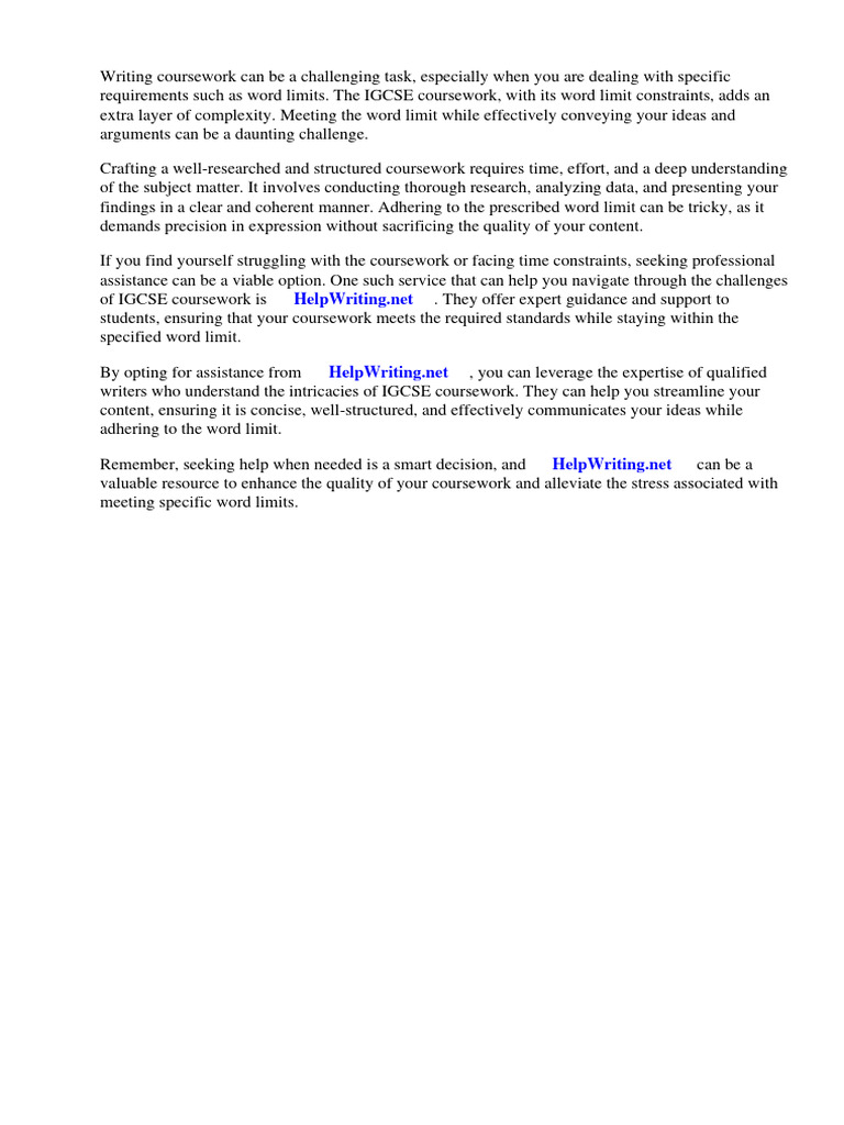 Igcse Coursework Word Limit Pdf Essays Social Media