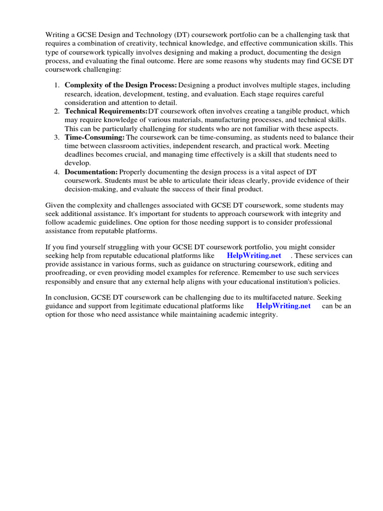 Gcse DT Coursework Portfolio | PDF | Learning | Cognition