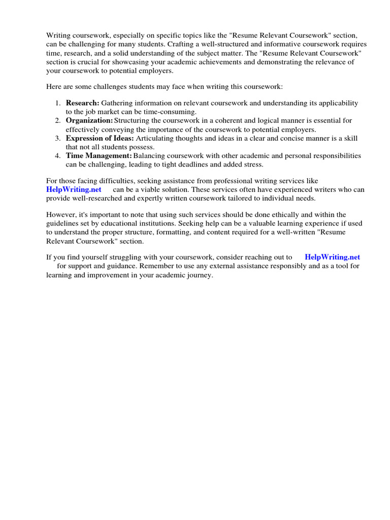 Resume Relevant Coursework Section | PDF | Résumé