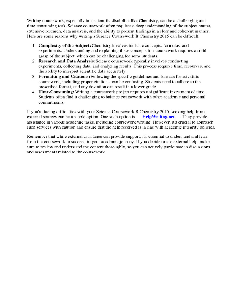 Science Coursework B Chemistry 2015 | PDF | Chemical Reactions ...