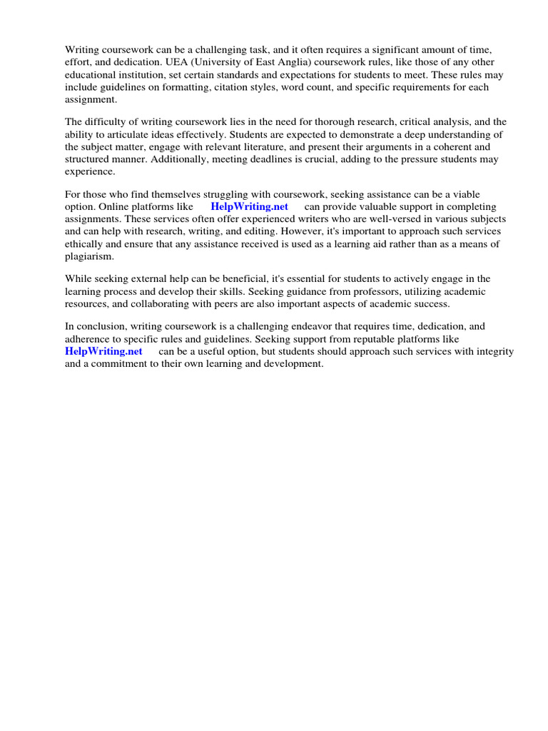 Uea Coursework Rules | PDF