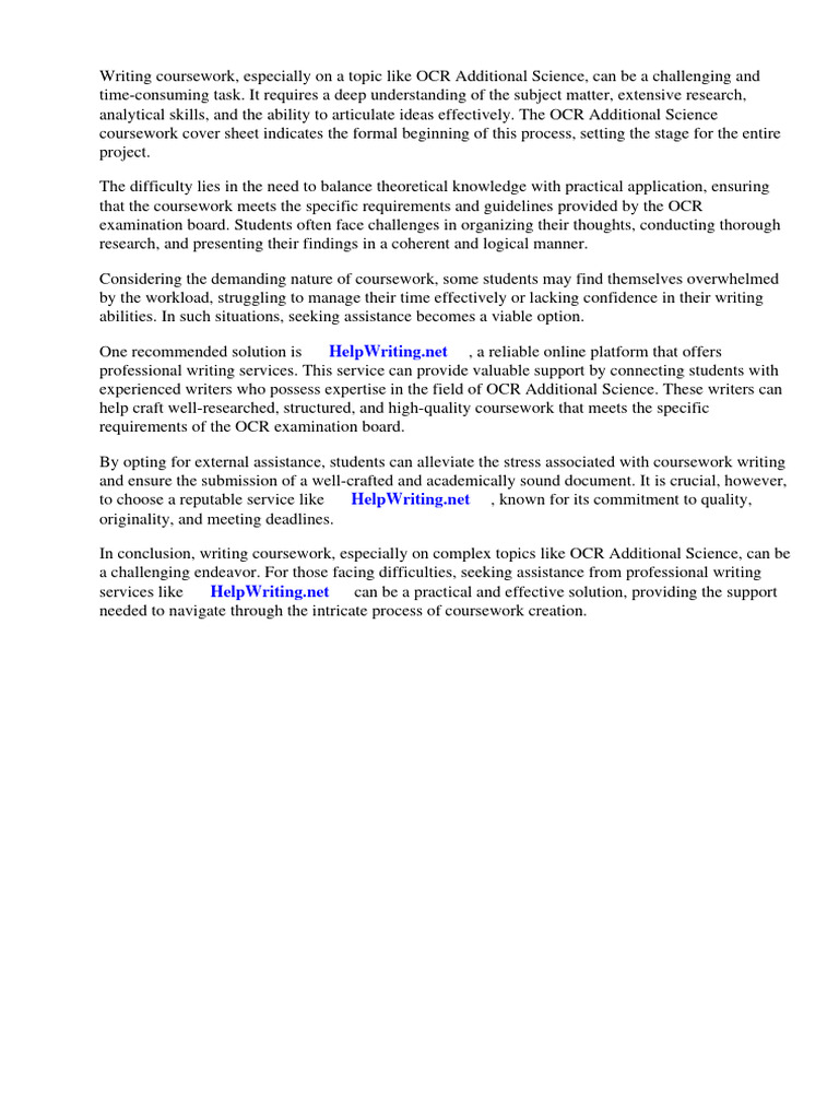 Ocr Additional Science Coursework Cover Sheet | PDF | Science | Google Play