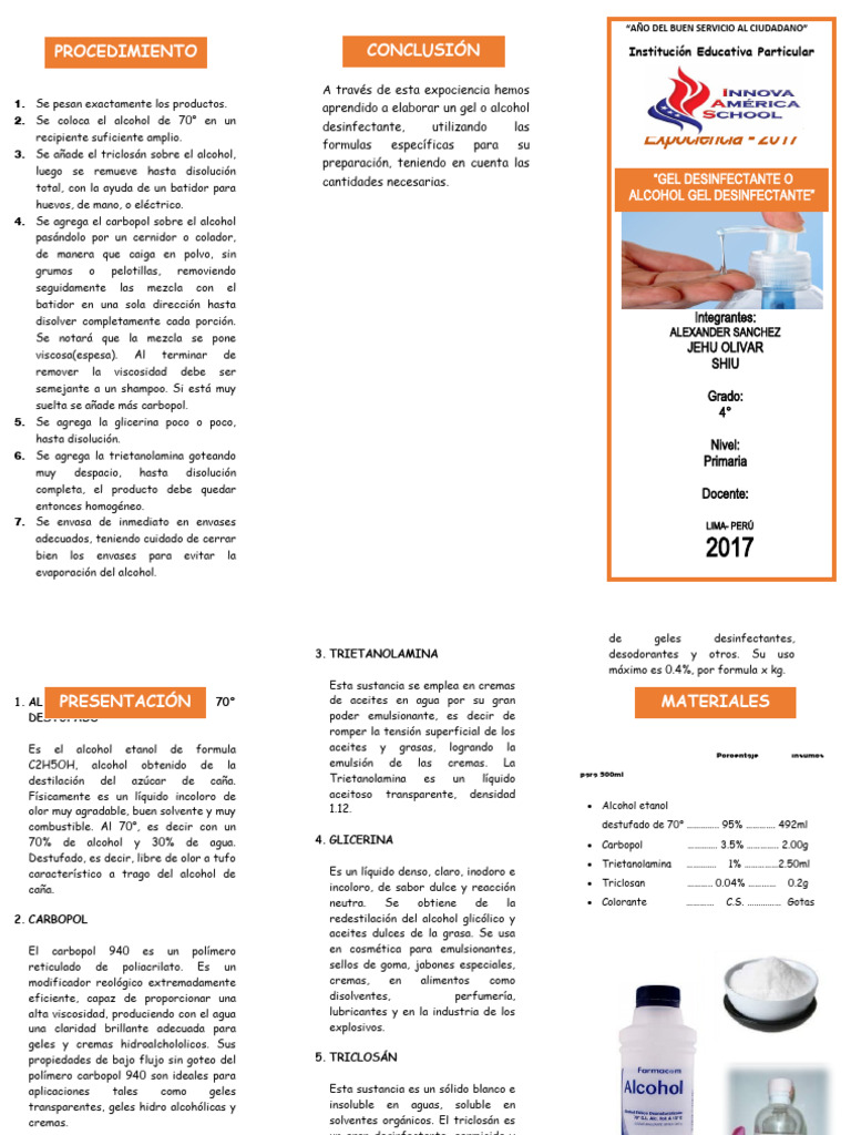 Triptico Gel Desinfectante | PDF | Etanol | Petróleo